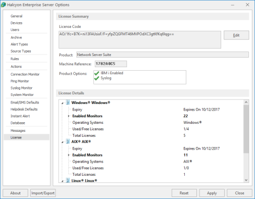 Enterprise Server Options - License