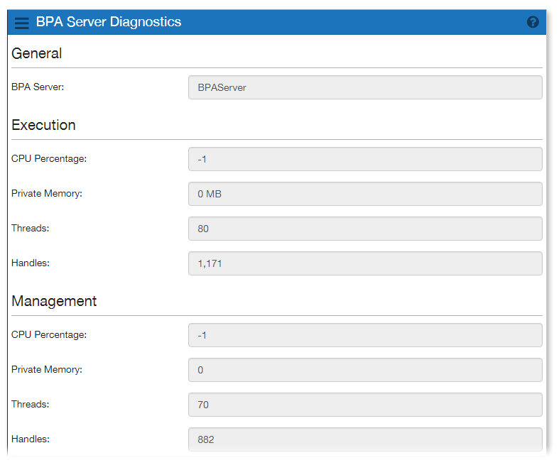 BPA Server Diagnostics