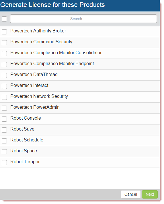 Generate License for these Products