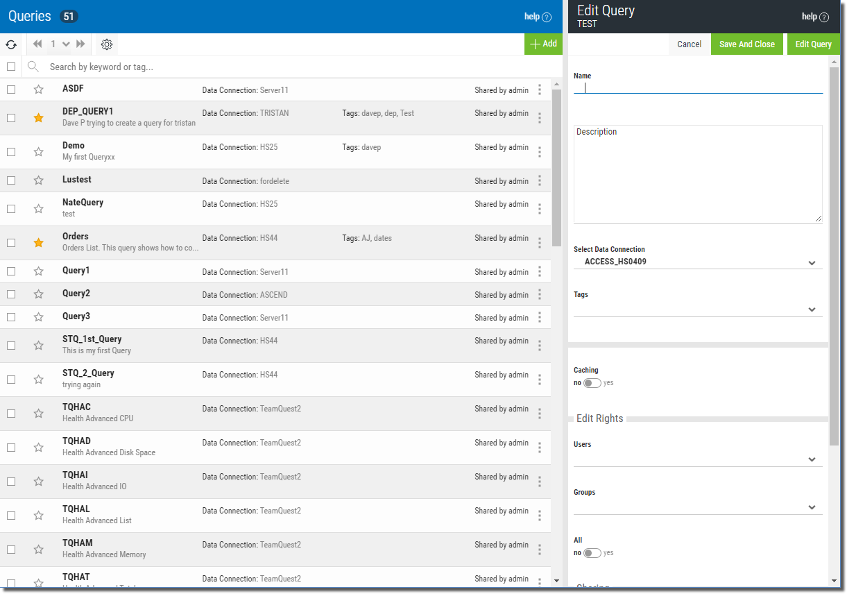 Edit Existing Queries