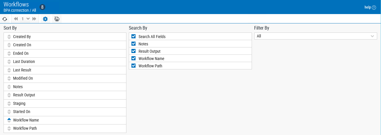 Sorting and Filtering Workflows